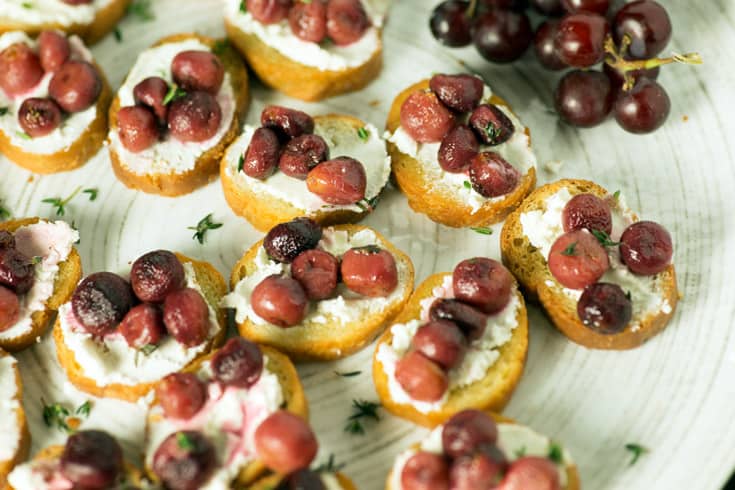 Roasted Grape Crostini an easy appetizer - Butter & Baggage