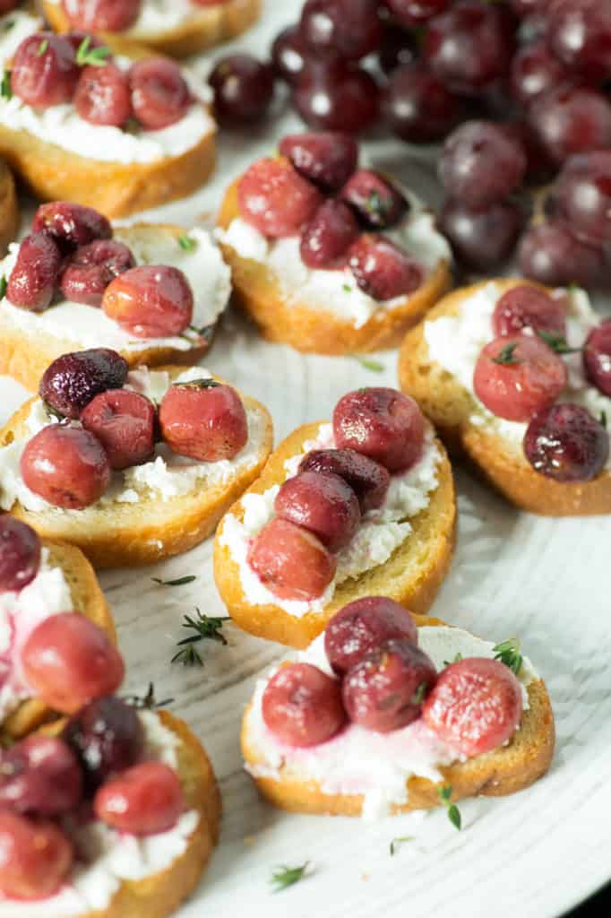 Roasted Grape Crostini an easy appetizer - Butter & Baggage