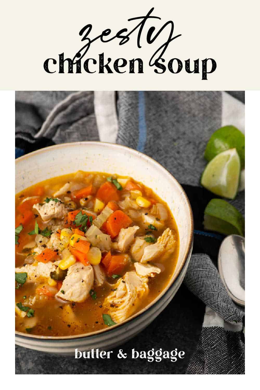 Zesty Chicken Soup with Coriander - Butter & Baggage