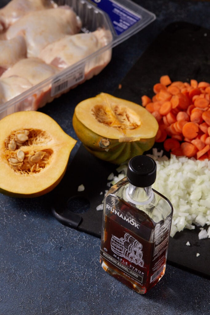 One-Pan Maple Glazed Chicken and Acorn Squash Dinner- Butter & Baggage