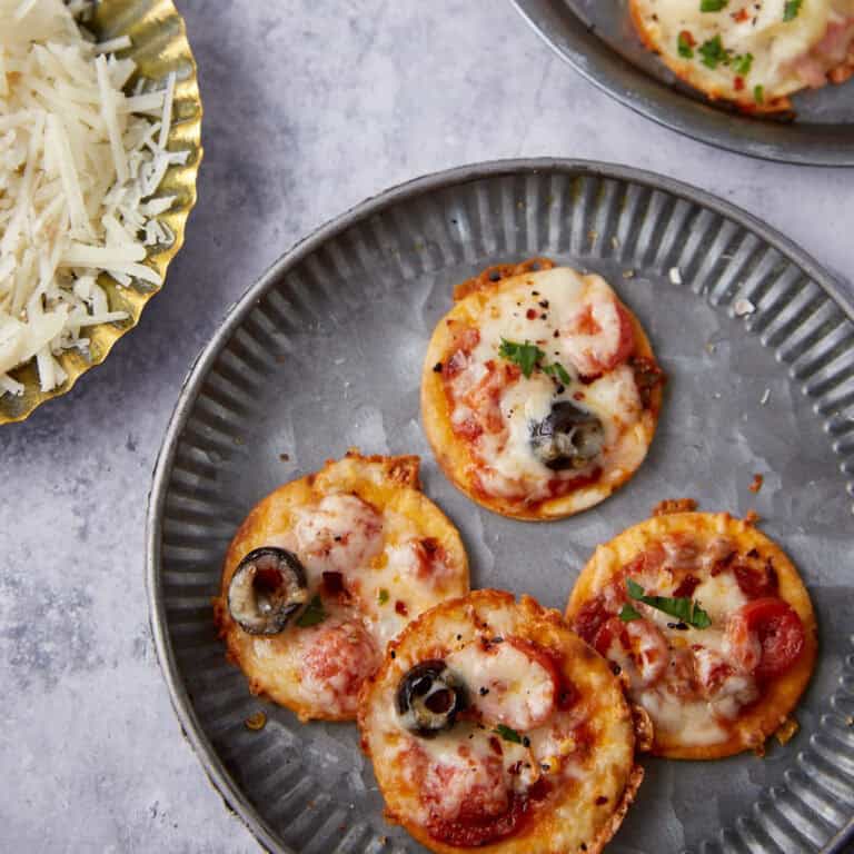 Baked MIni Tortilla Pizzas in a Muffin Tin - Butter & Baggage