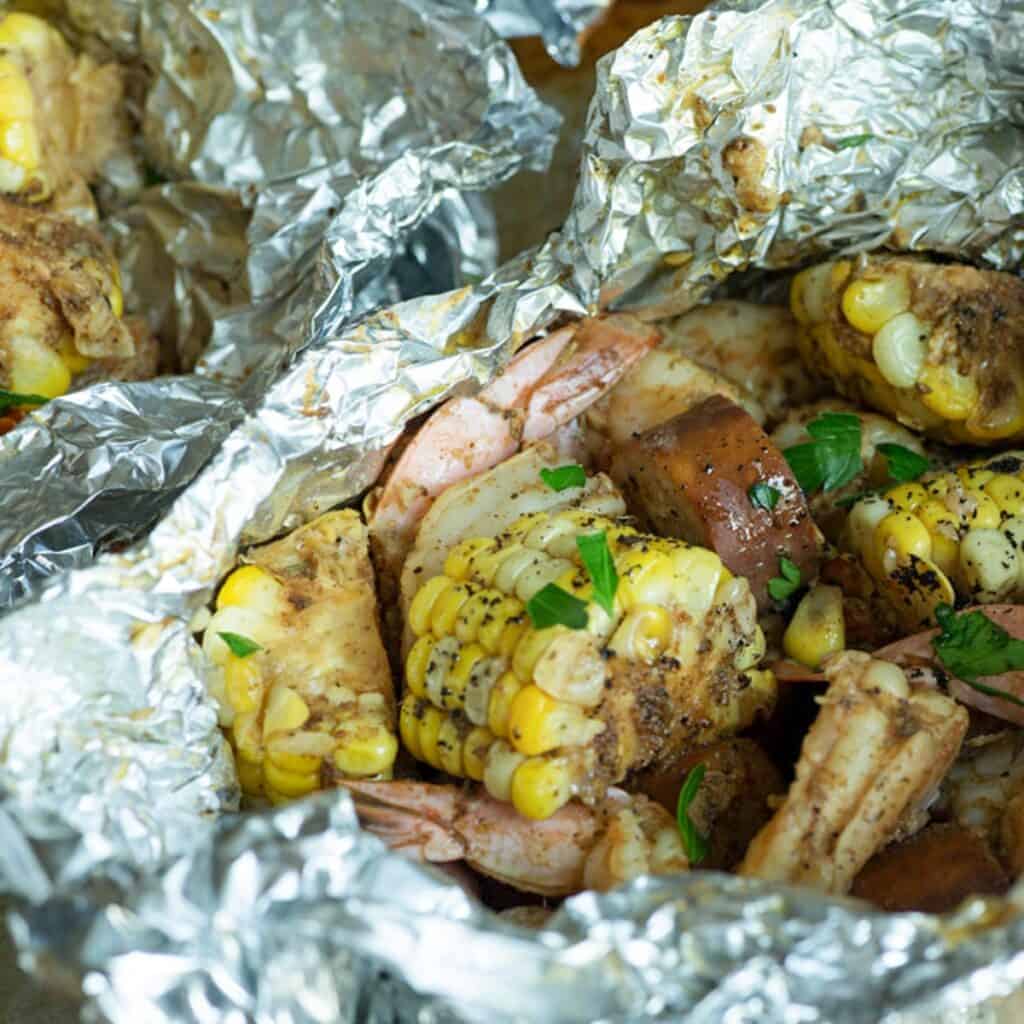 Grilled Shrimp Foil Packs with Old Bay - Butter & Baggage