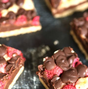 Dark Chocolate Raspberry Bars | Butter & Baggage