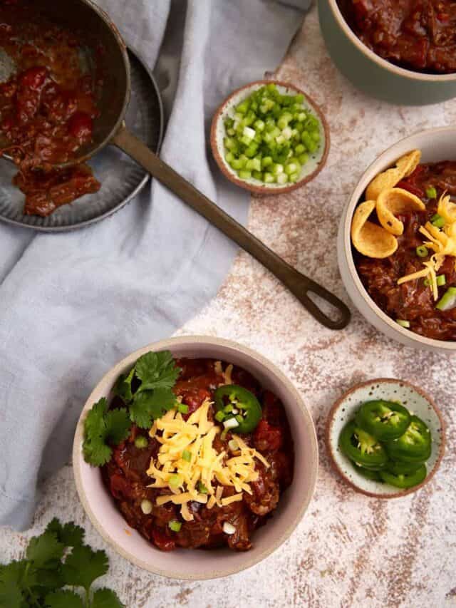 Braised Short Rib Chili in a Dutch Oven - Butter & Baggage