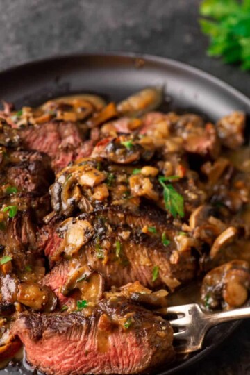 Steak Marsala with a creamy mushroom sauce - Butter & Baggage