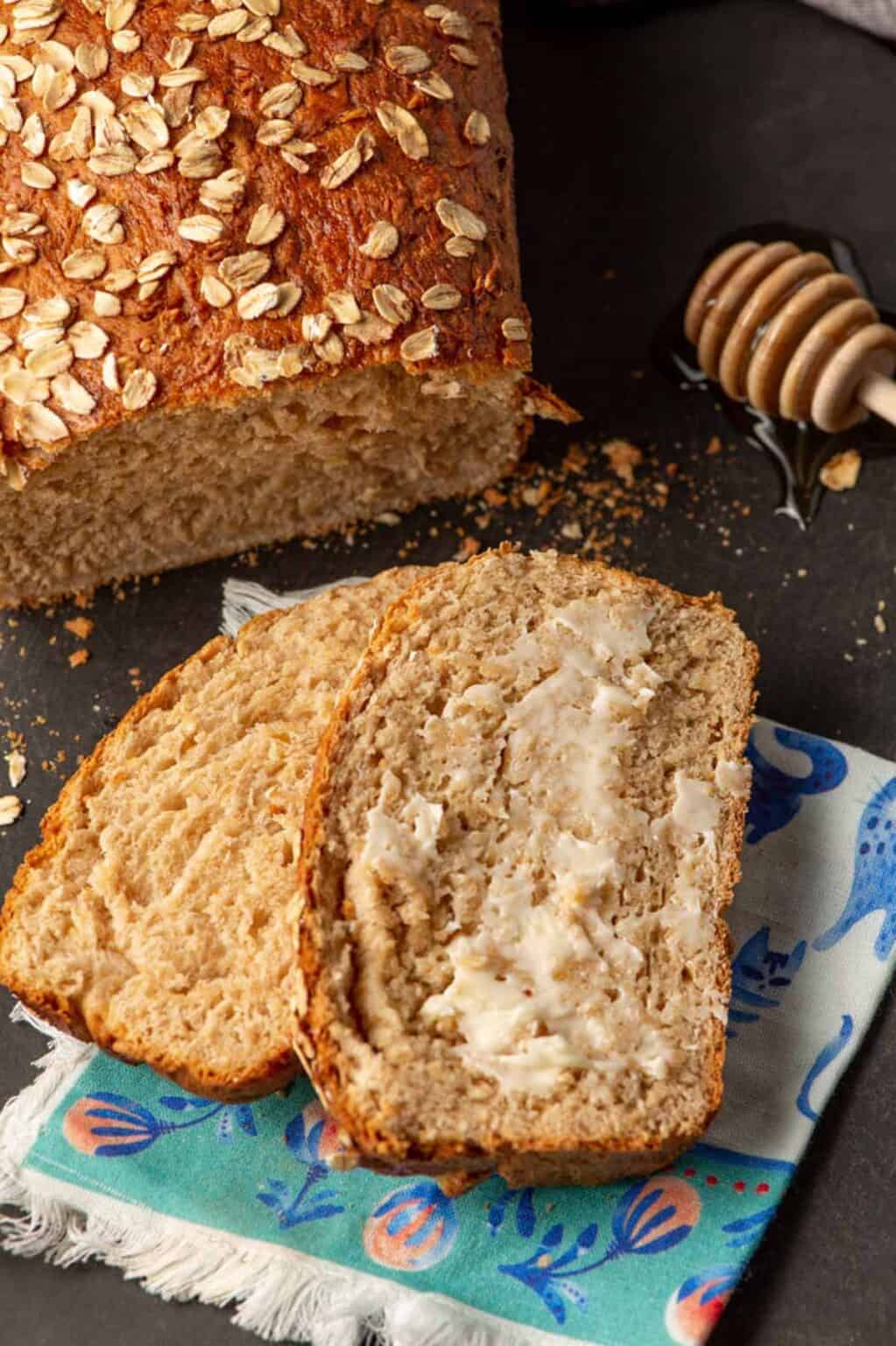 Cozy Homemade Honey Oatmeal Bread - Butter & Baggage