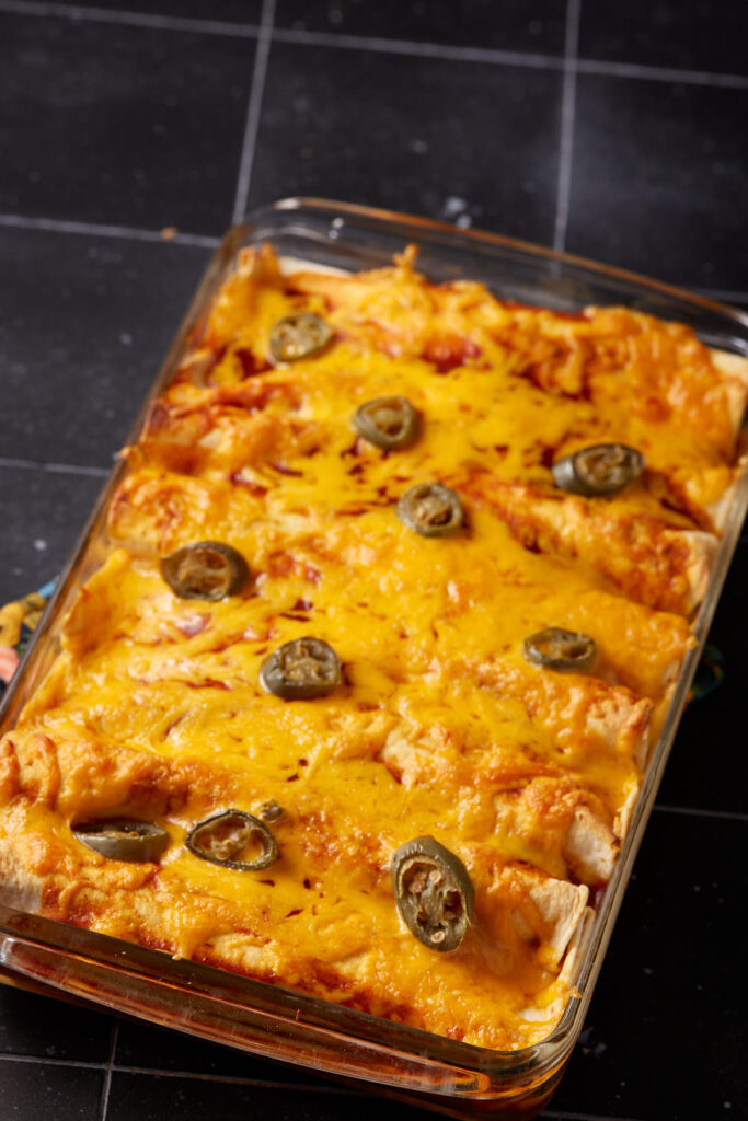 Beef and Cheese Enchiladas with Flour Tortillas - Butter & Baggage