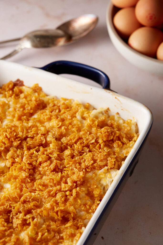 Hashbrown Casserole with Cornflakes (No Egg, No Meat) - Butter & Baggage