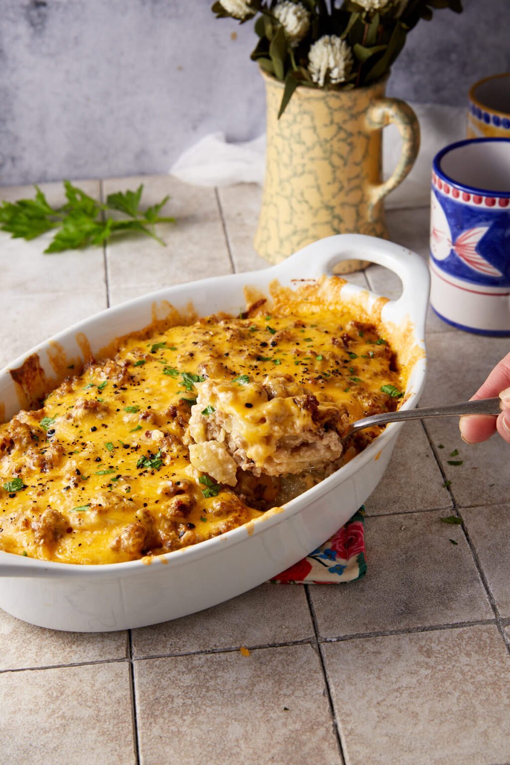 Creamy Breakfast Sausage and Potato Casserole - Butter & Baggage