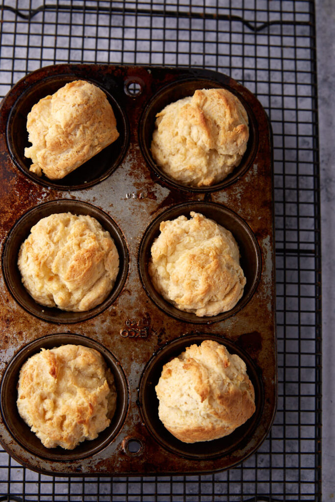 Mayonnaise Biscuits Made in a Muffin Pan - Butter & Baggage