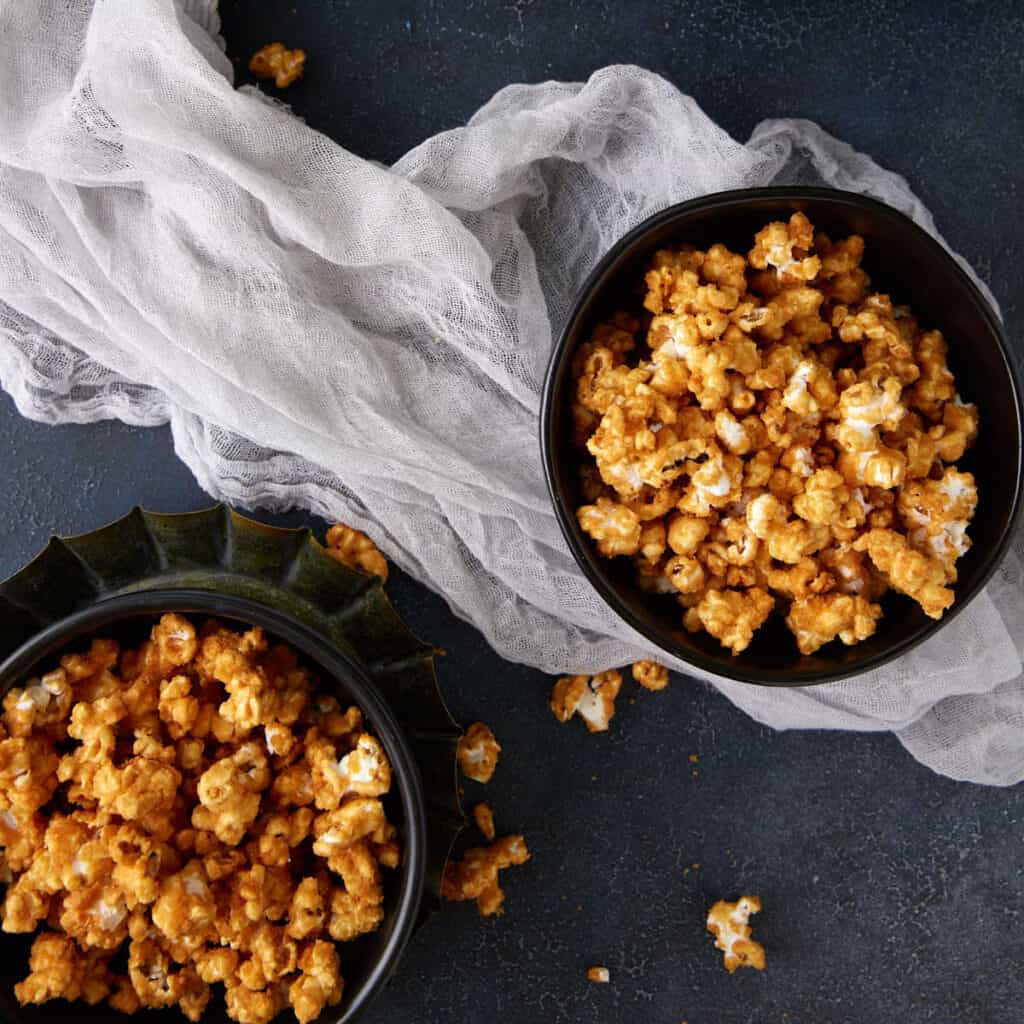 Salted Caramel Corn with Homemade Caramel - Butter & Baggage