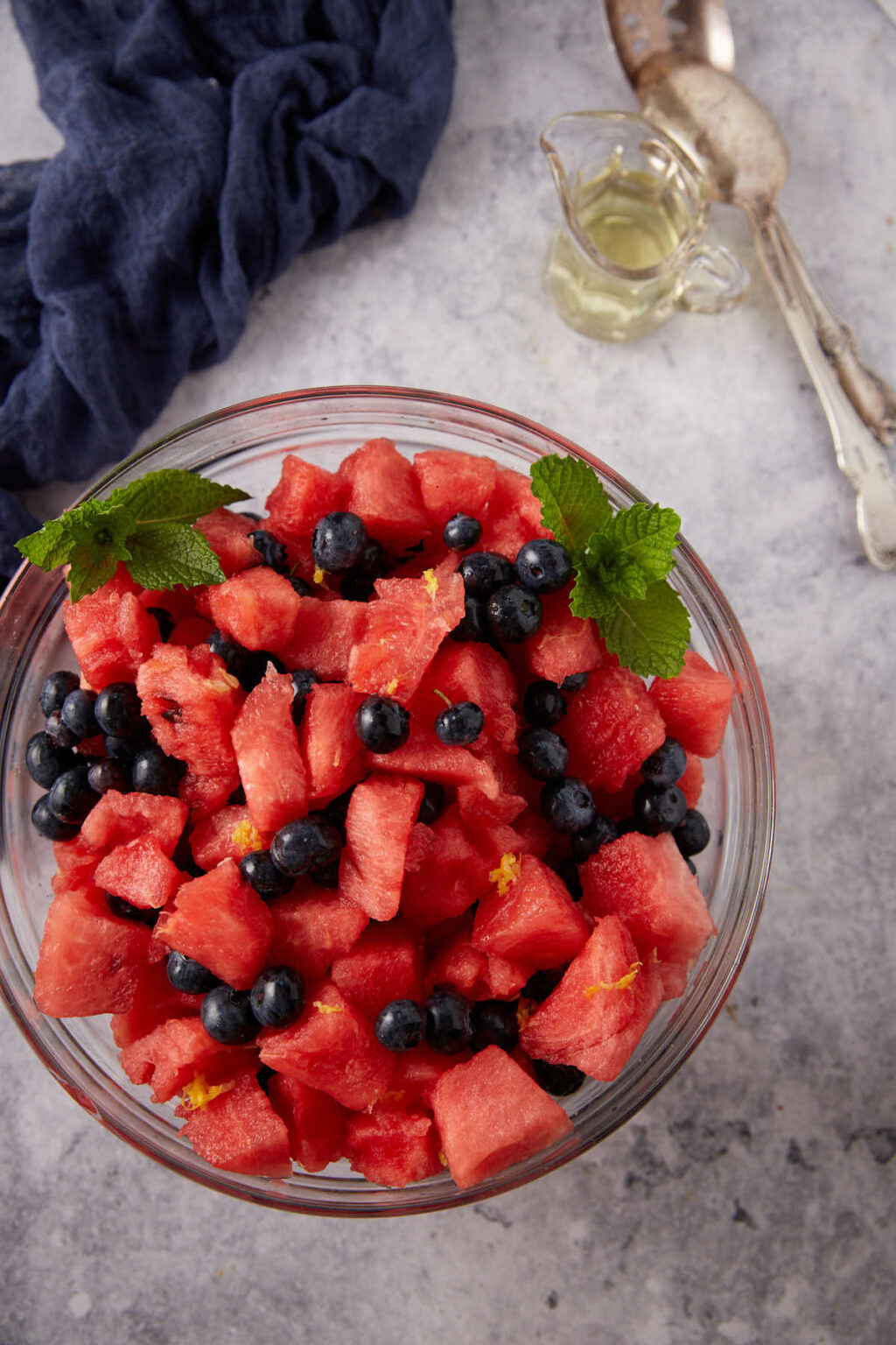 Mint Watermelon Fruit Salad with Blueberries - Butter & Baggage