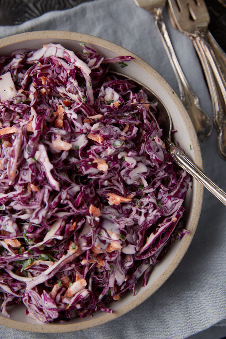 Creamy Red Cabbage Coleslaw with Buttermilk - Butter & Baggage