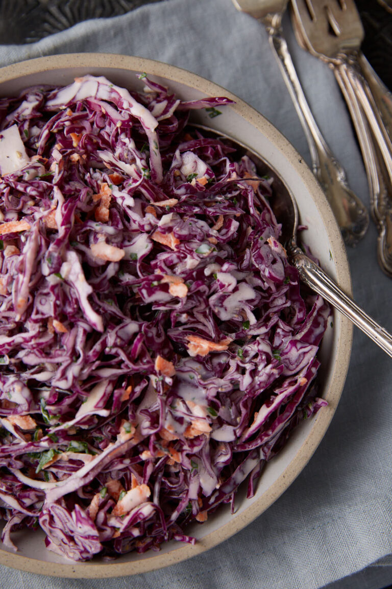 Creamy Red Cabbage Coleslaw with Buttermilk - Butter & Baggage