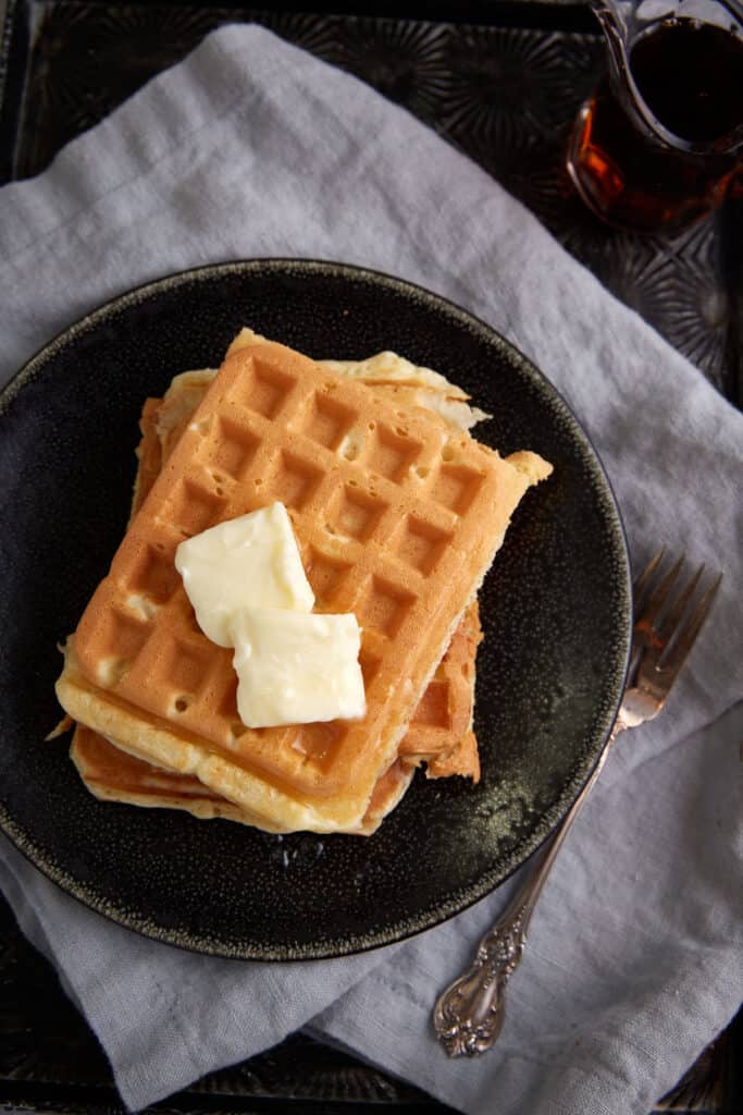 Homemade Waffles with Whipped Egg Whites - Butter & Baggage