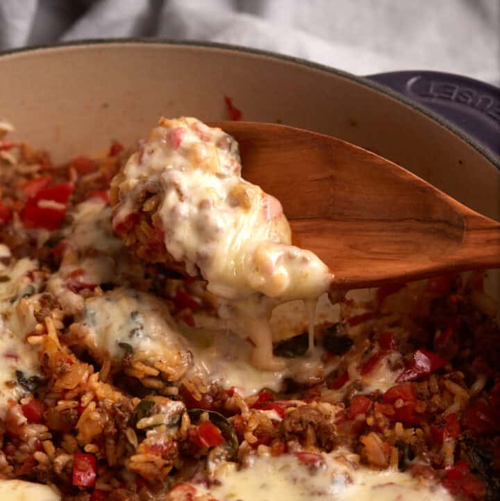 Skillet Dinner with Hamburger Rice and Tomatoes - Butter & Baggage