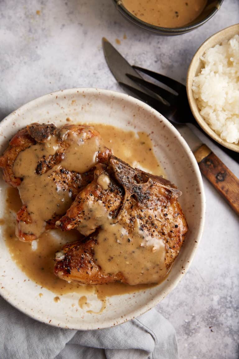 Slow Cooker Ranch Pork Chops with Gravy - Butter & Baggage