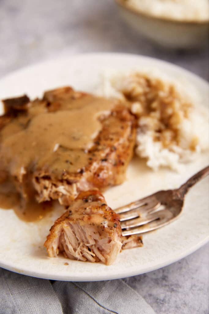 Slow Cooker Ranch Pork Chops with Gravy - Butter & Baggage