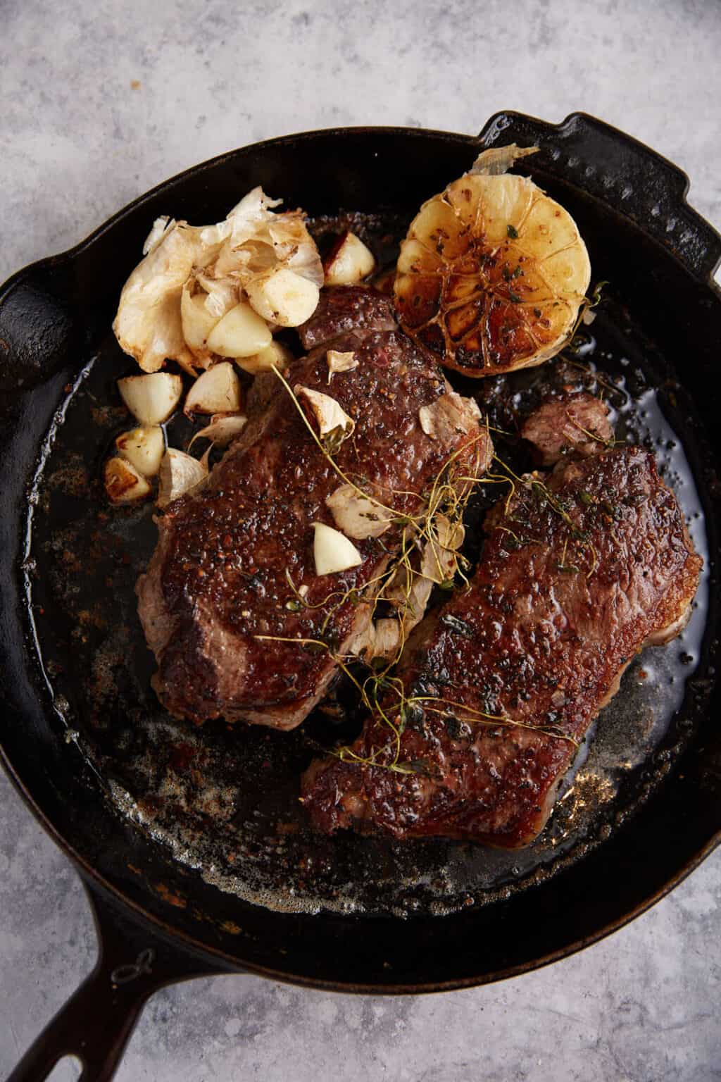 Pan Seared Buttery Garlic Ribeye Steak - Butter & Baggage