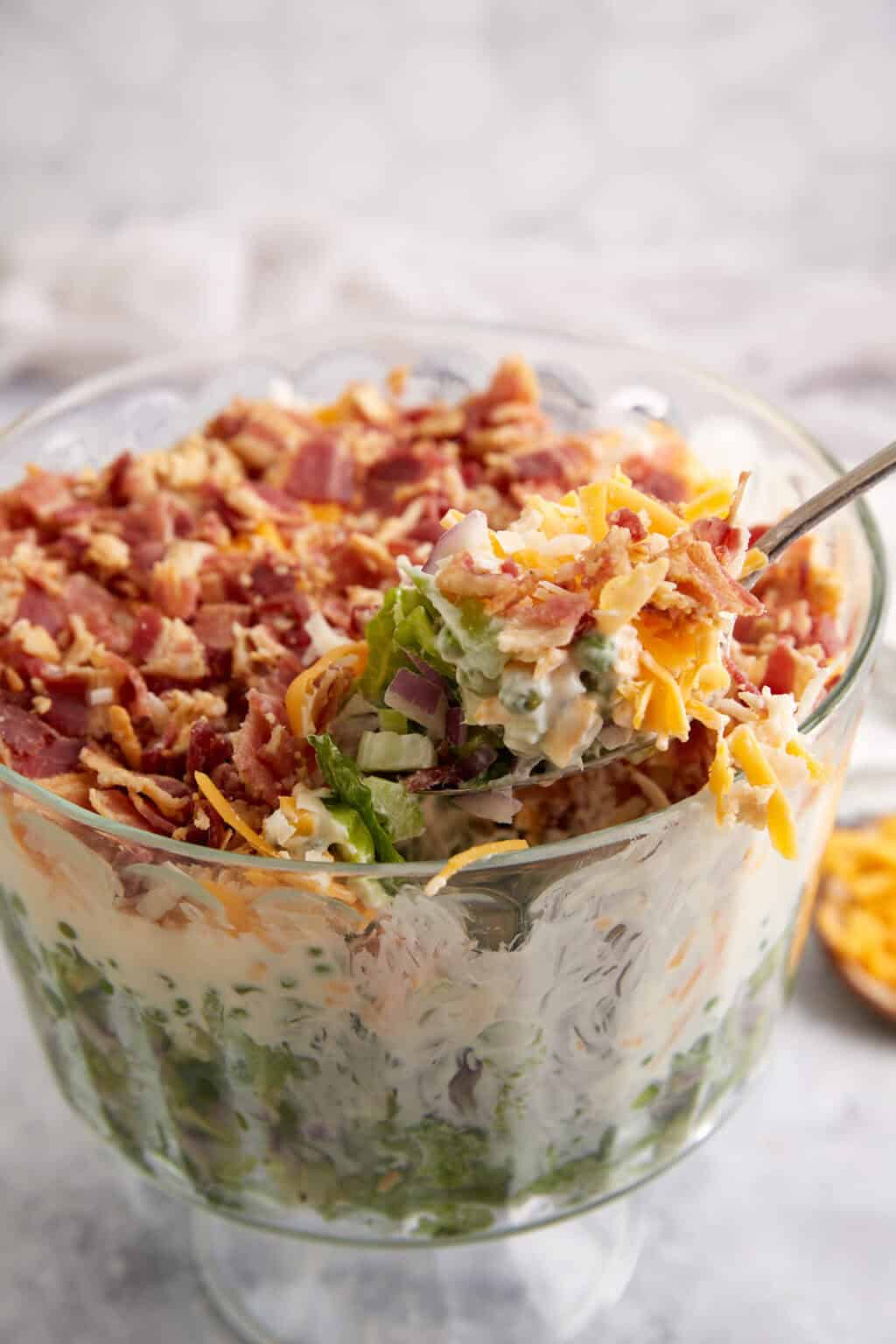Southern 7 Layer Salad with Peas and Mayo - Butter & Baggage