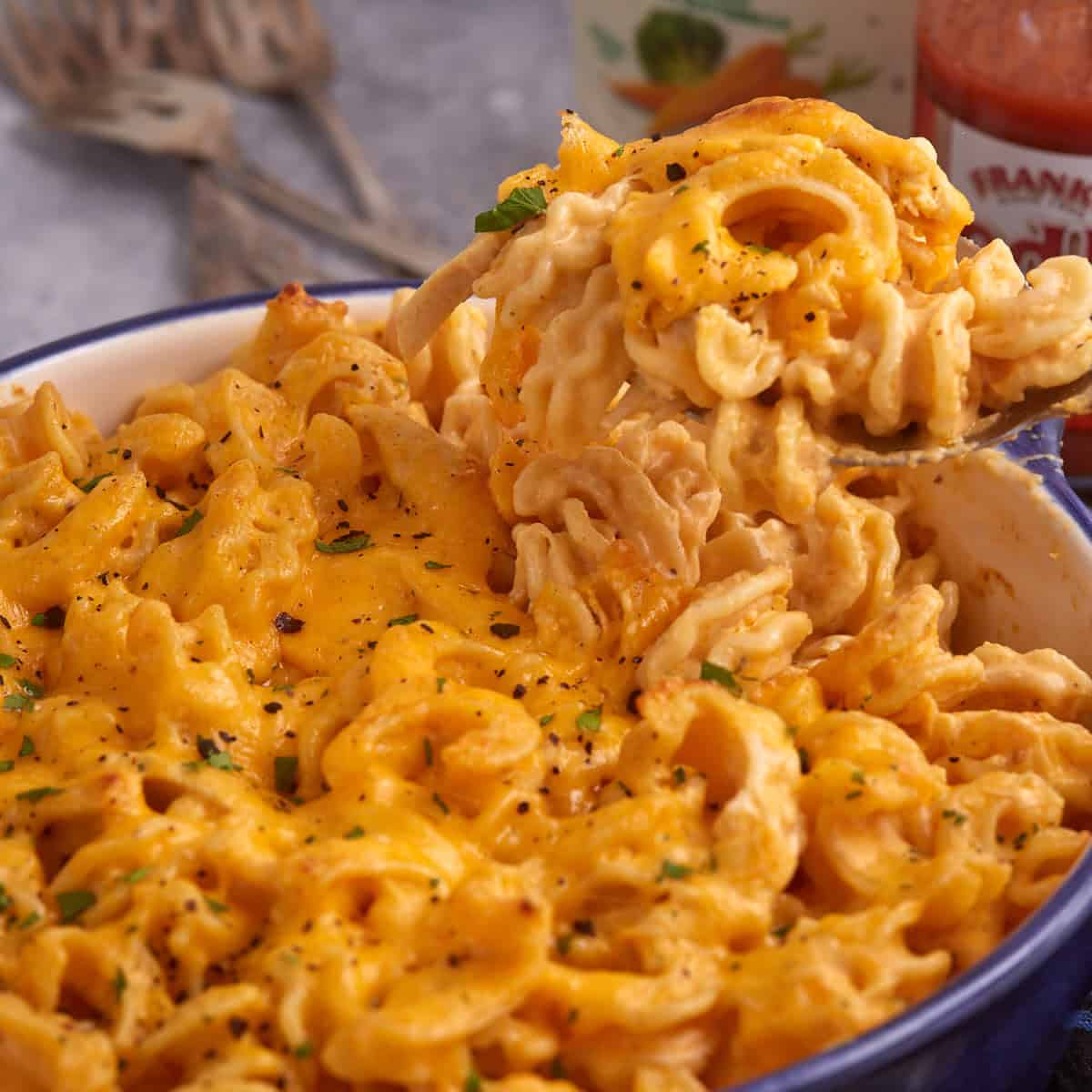 Find a recipe for Baked Buffalo Chicken Mac and Cheese (uses Frank’s ...