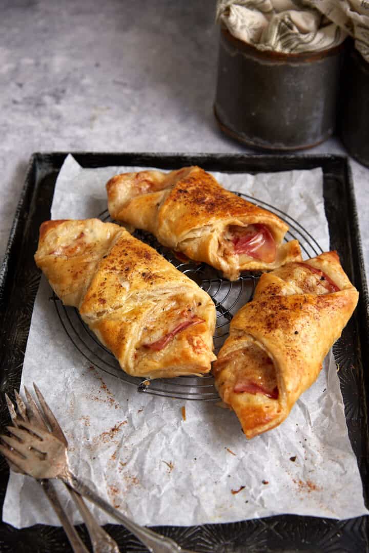 Flaky Ham and Cheese Puff Pastries - Butter & Baggage