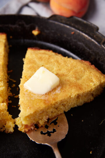 Cast Iron Sweet Peach Cornbread - Butter & Baggage