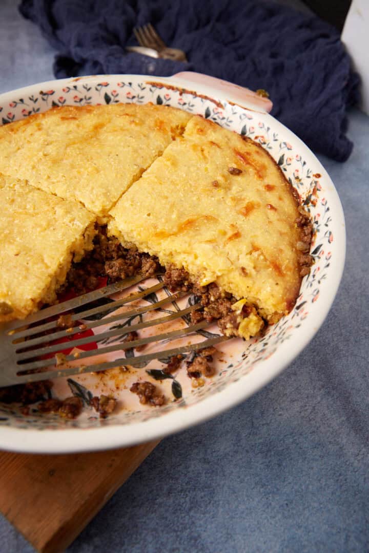 Homemade Cornbread Hamburger Pie - Butter & Baggage