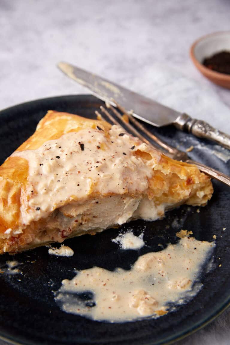 Chicken in Puff Pastry with Mustard Cream Sauce - Butter & Baggage